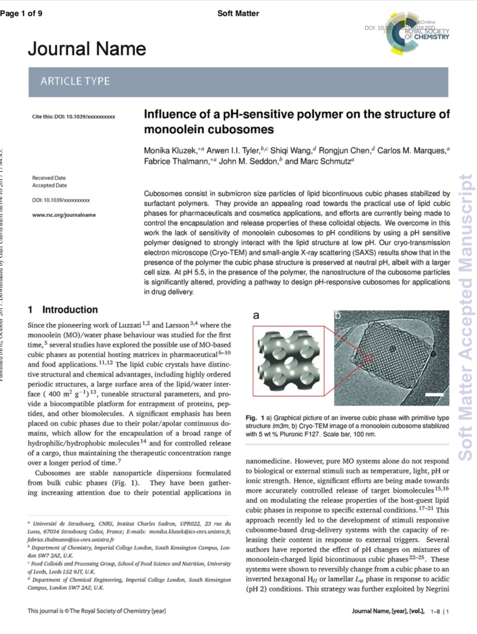 Influence of a pH-sensitive polymer on the structure of monoolein ...